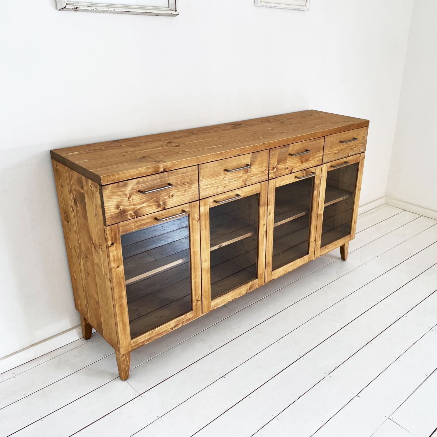 カップボード ショーケース 引き出し 天然無垢材 幅150cm 無垢ハンドメイド カスタマイズ&サイズオーダー – NEALD